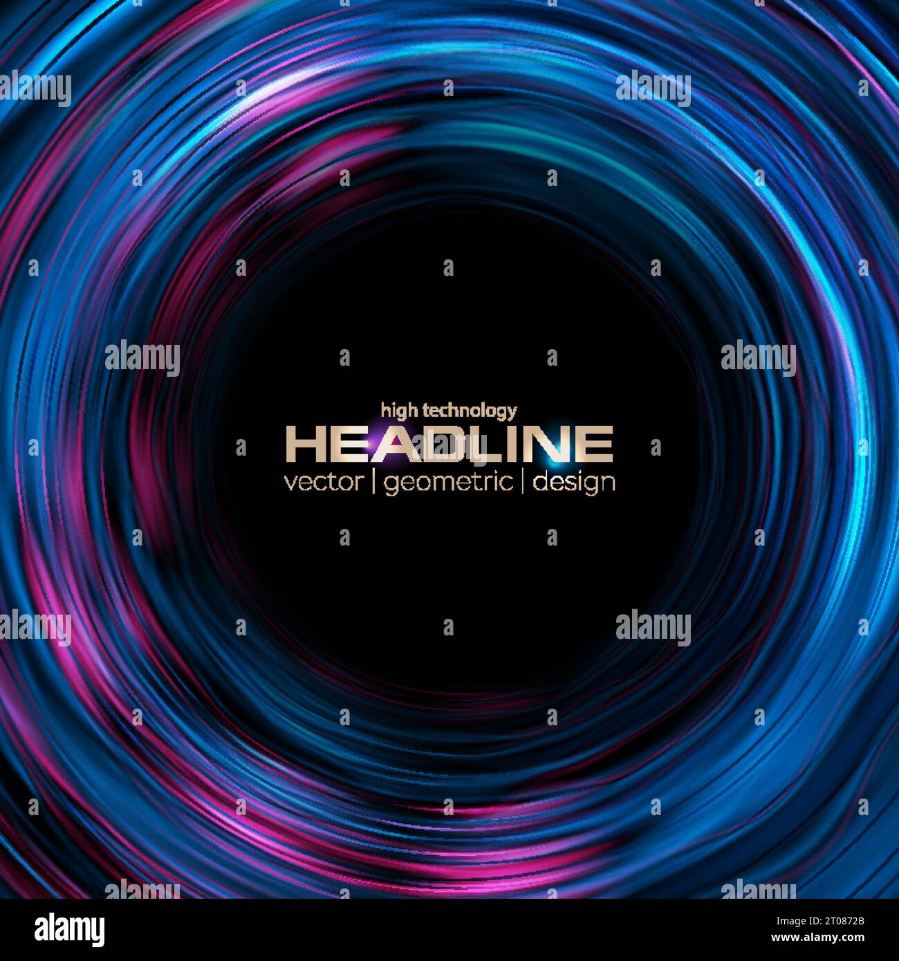 Bright liquid wavy circles abstract hi-tech background. Vector ...