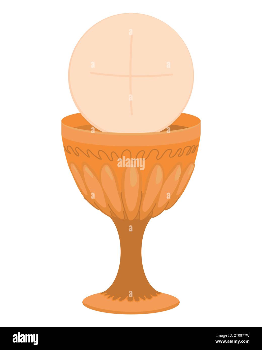 Golden chalice on a white background. First communion vector icon. The ...