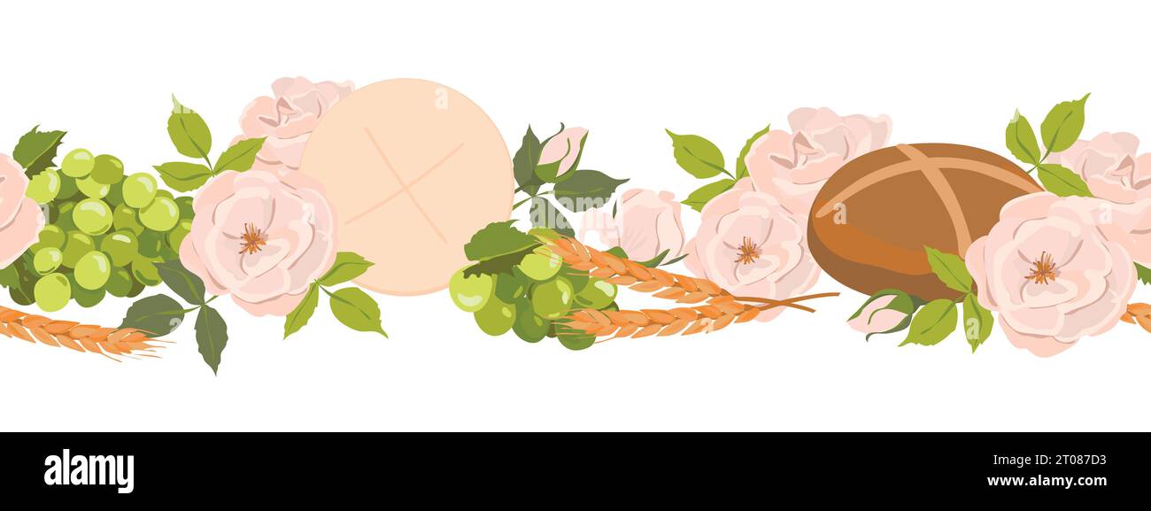 Seamless border with symbols of the Christian religion. elements of ...