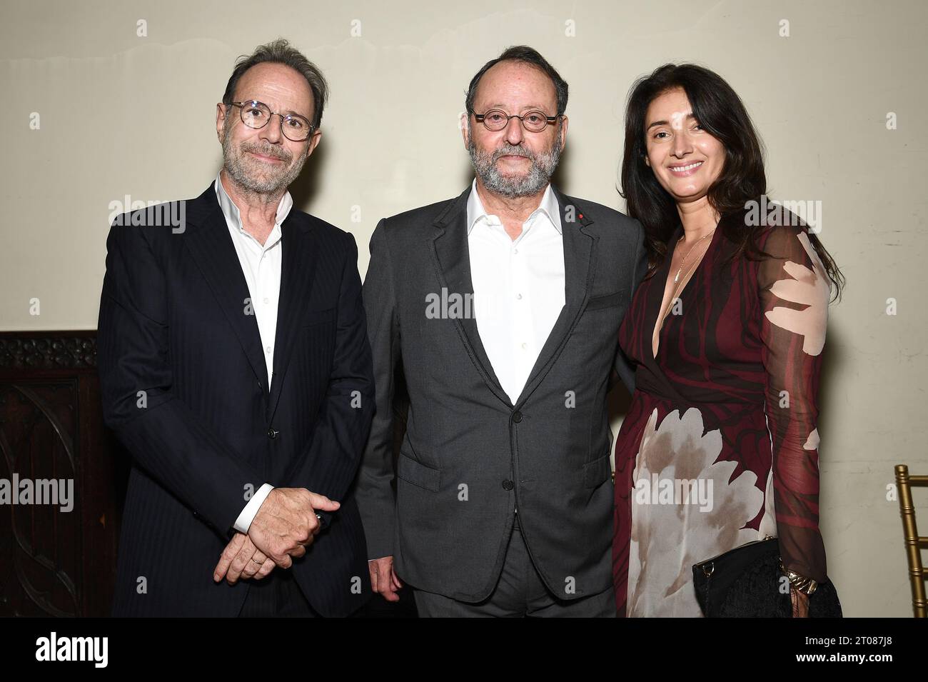 New York, USA. 04th Oct, 2023. (L-R) French writer Marc Levy, Jean Reno ...