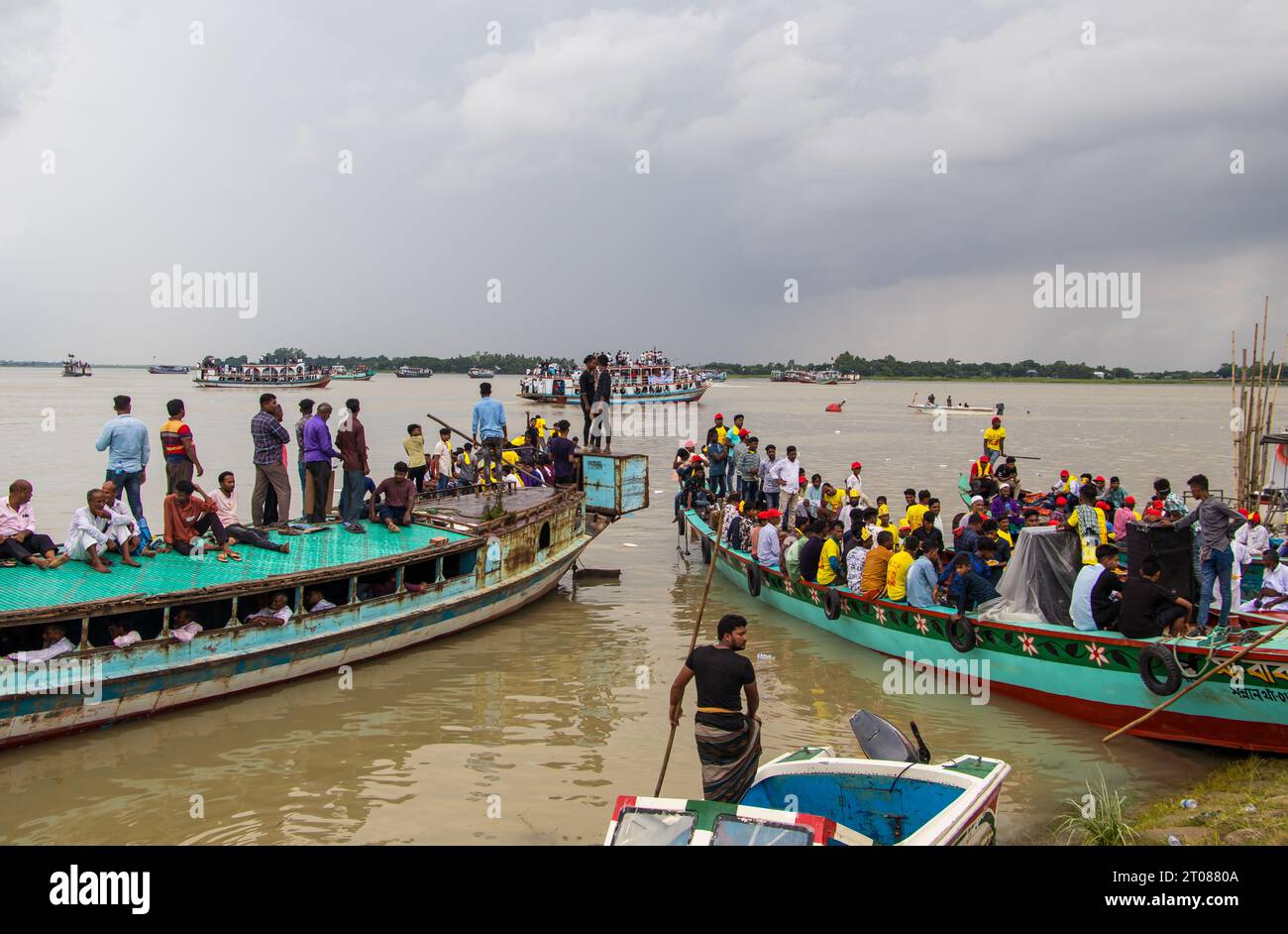 Traditional boat station, people's lifestyle, and cloudy sky ...