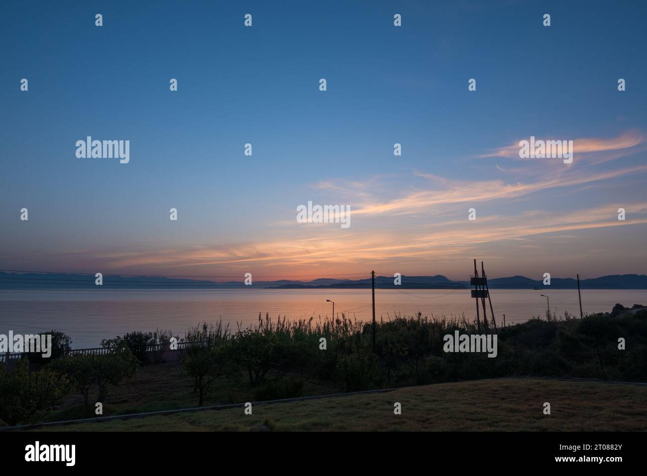 Gorgeous sunset to the sea from the western part of Greece, the ...