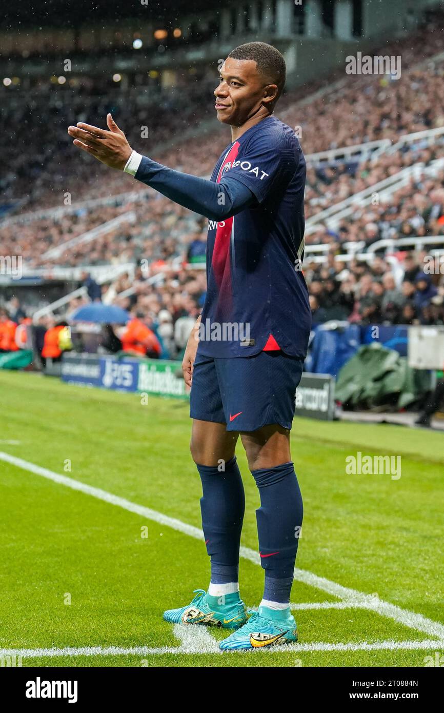 Paris Saint-Germain forward Kylian Mbappe (7) during the UEFA Champions ...