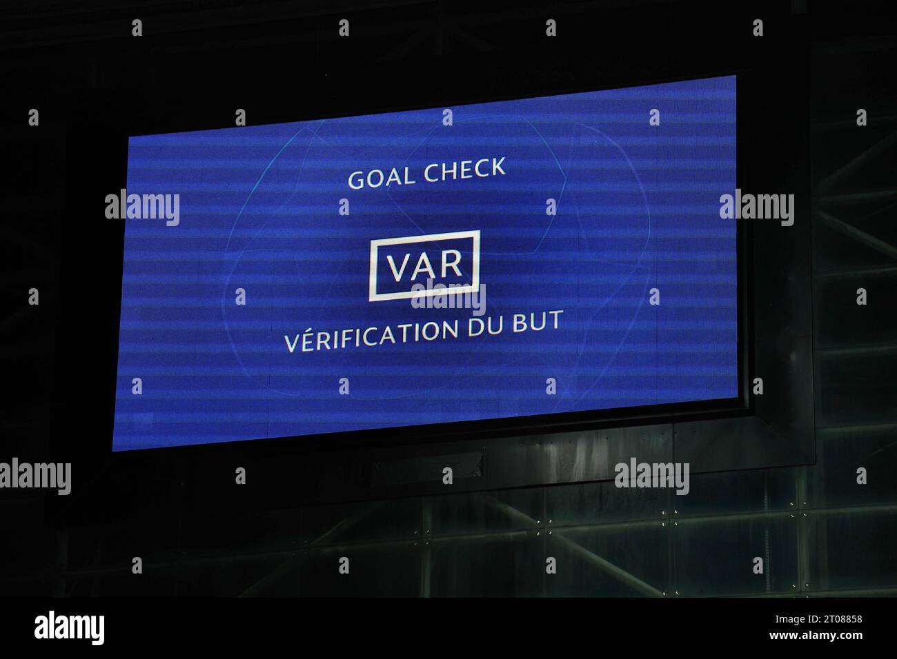 VAR Screen Goal Check during the UEFA Champions League, Group F ...