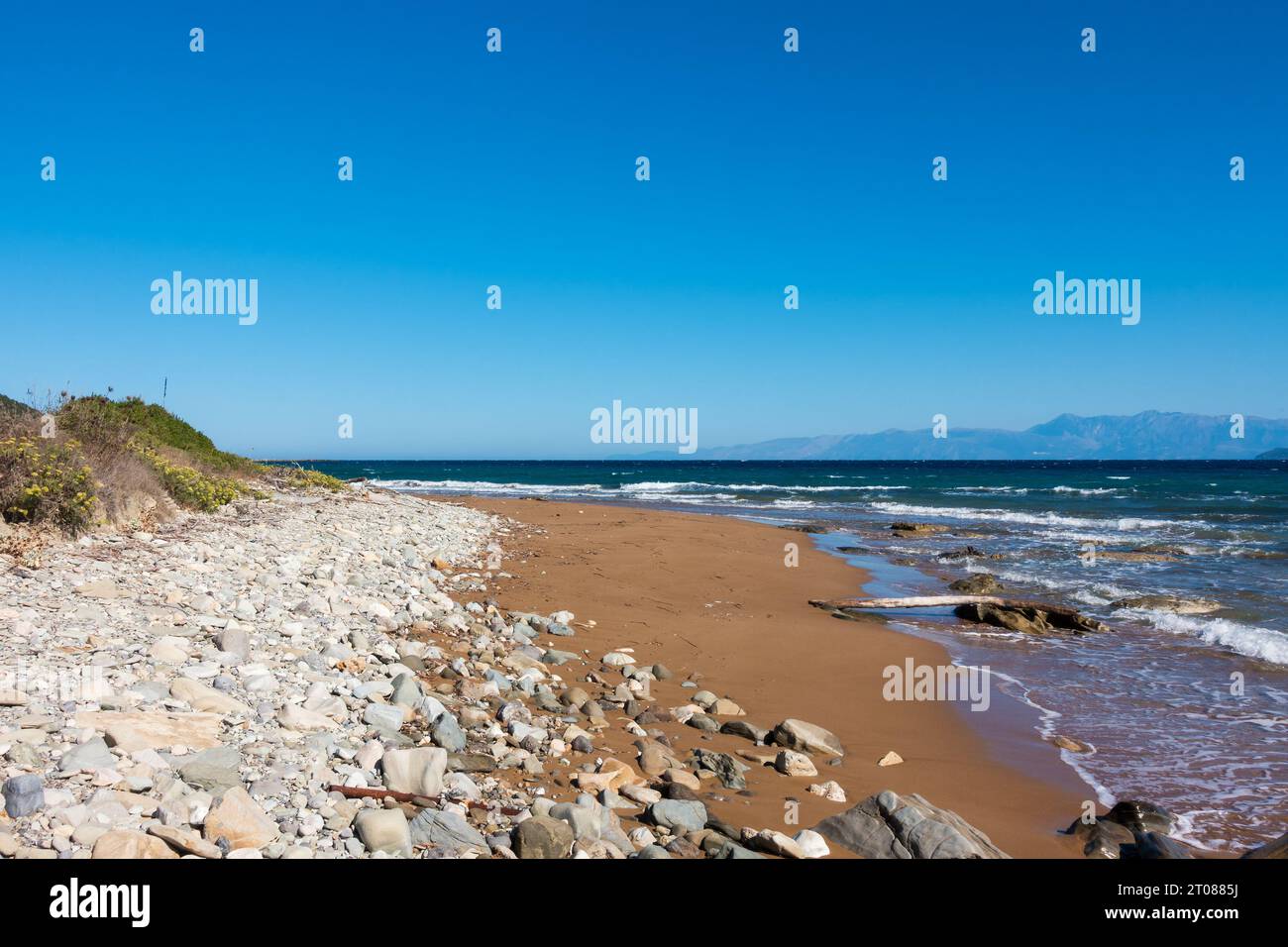 The beautiful coastline in Mathraki, one of the Diapontia islands ...