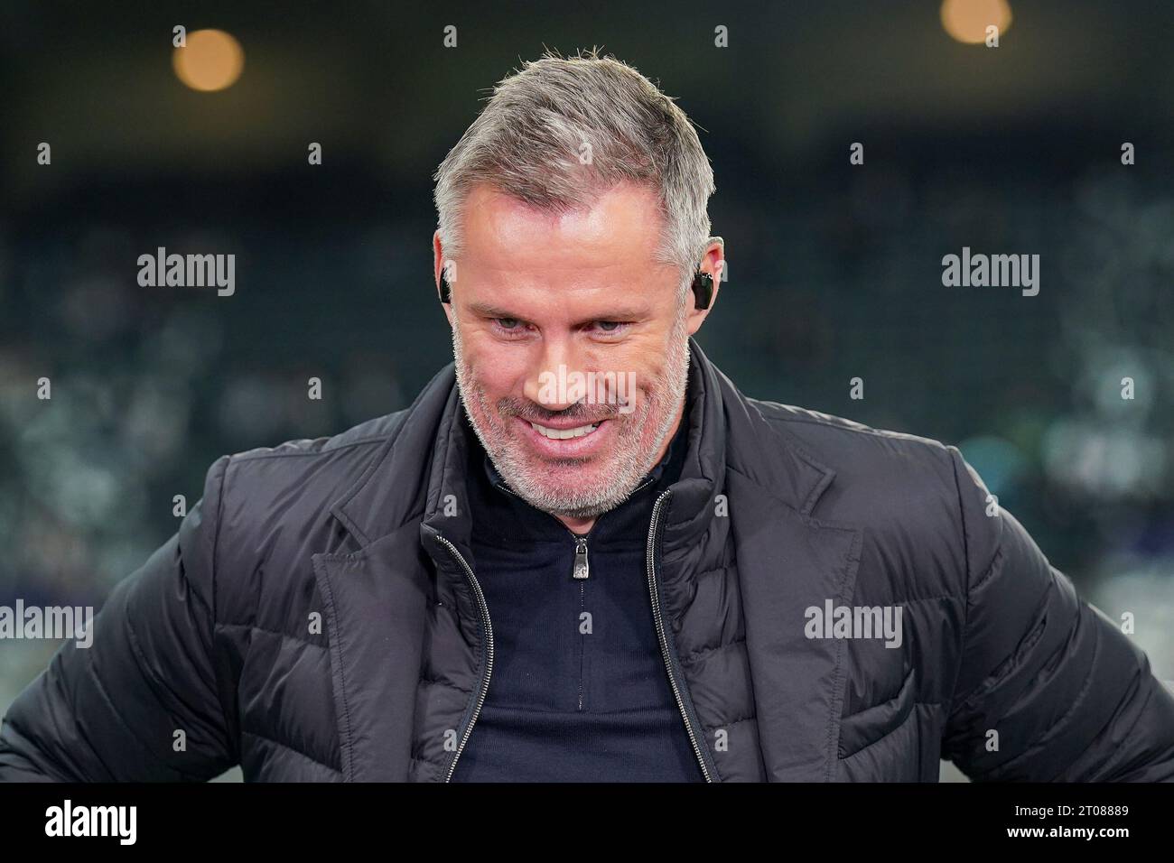 Jamie Carragher Sky sports pundit during the UEFA Champions League ...