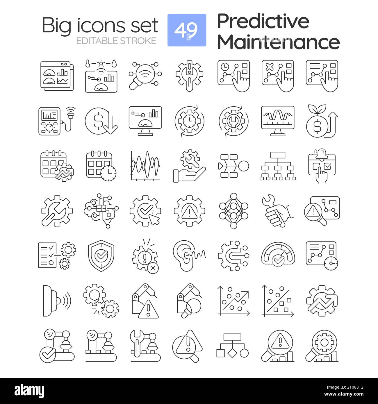 Editable black big icons representing predictive maintenance Stock Vector Image & Art - Alamy