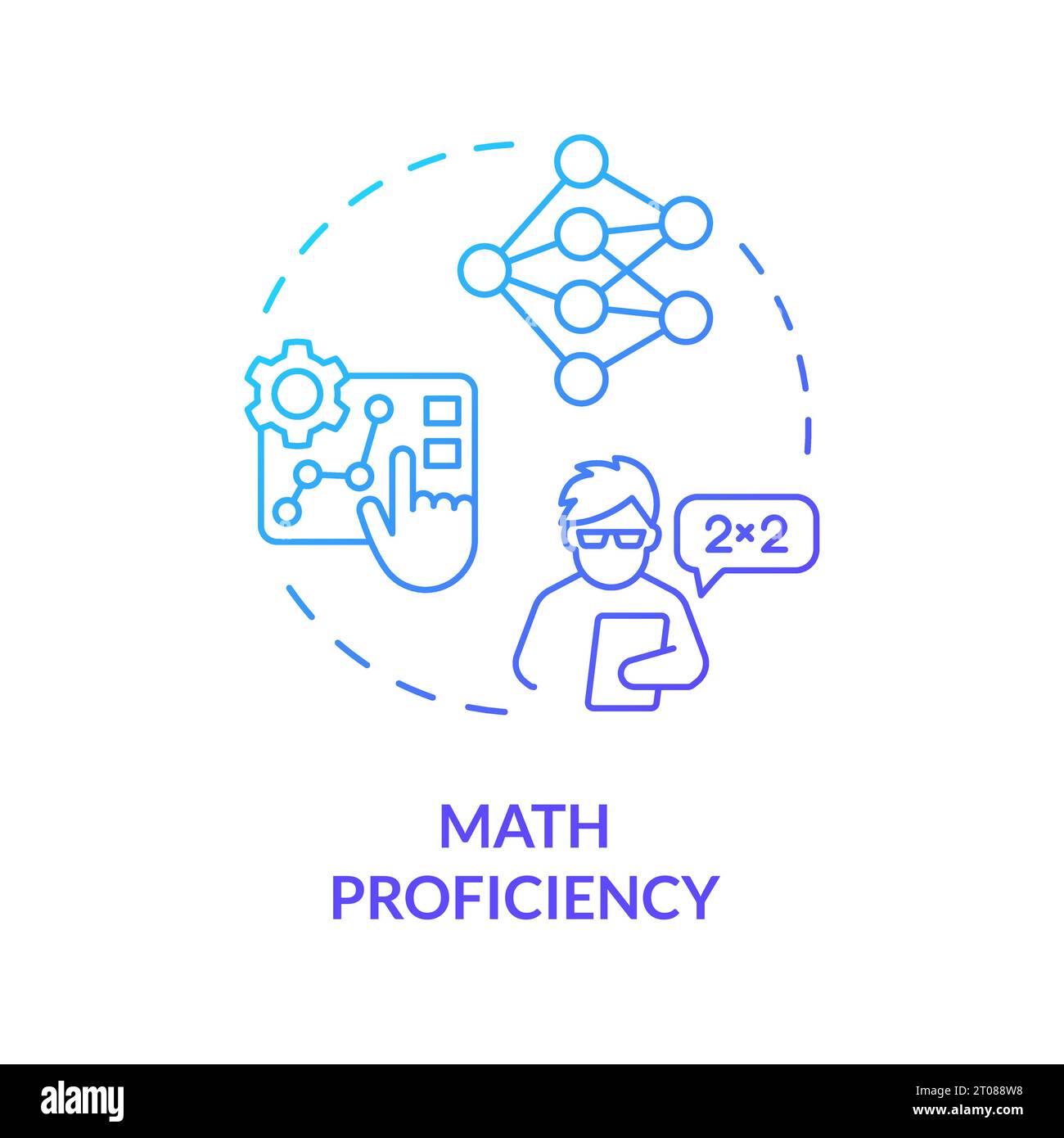 2D gradient thin line icon math proficiency concept Stock Vector Image ...