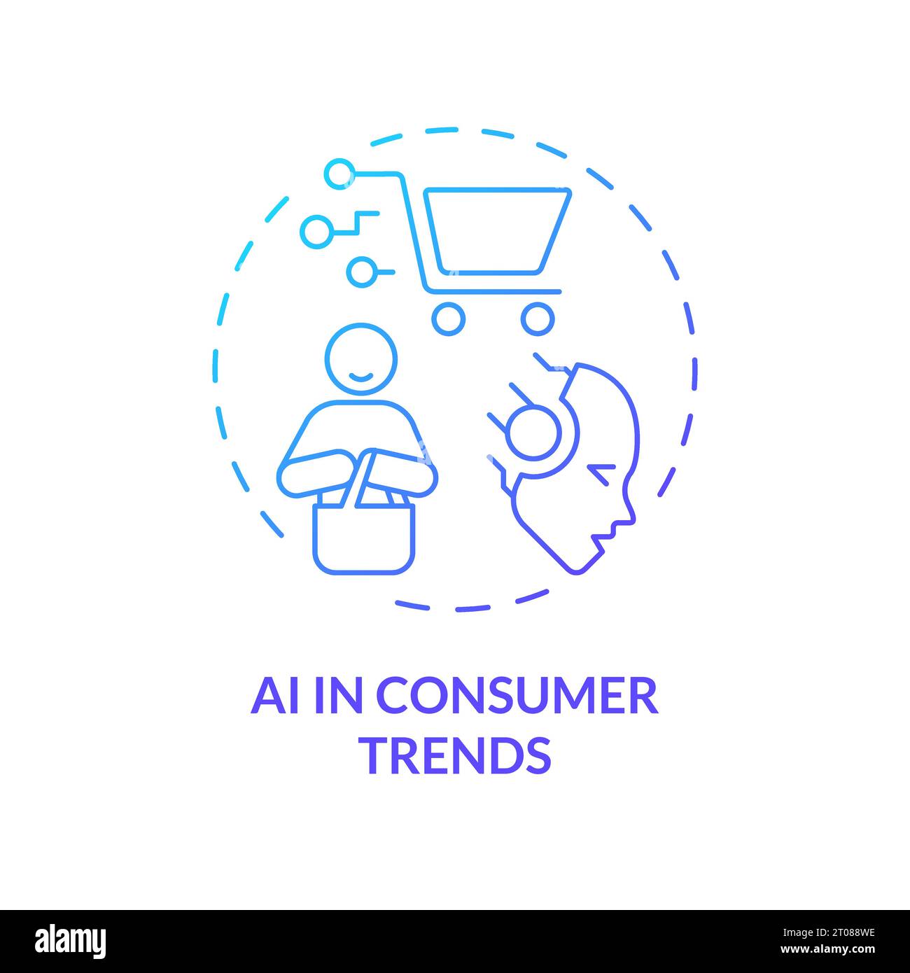 2d Gradient Thin Linear Icon Ai In Consumer Trends Concept Stock Vector