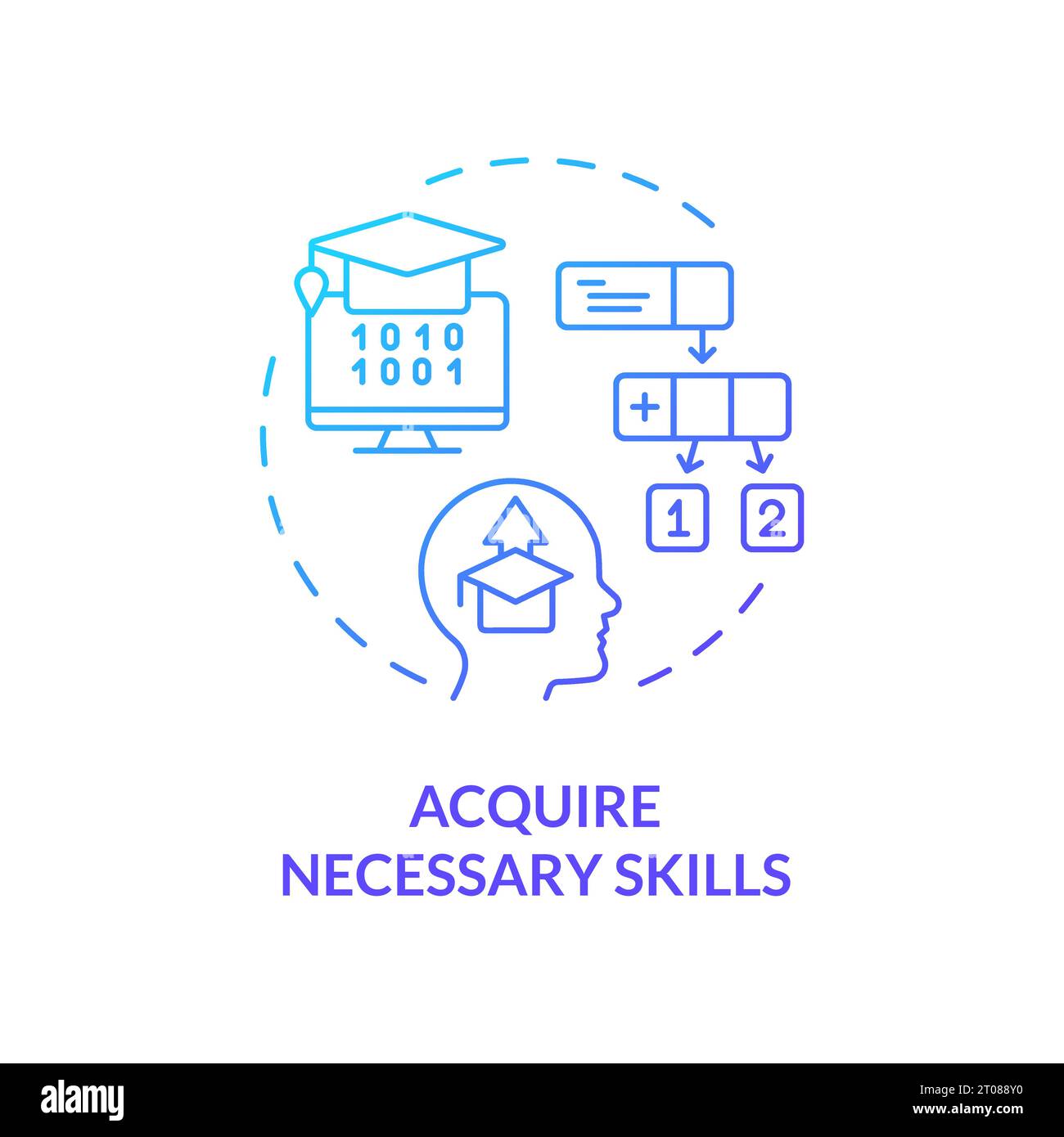 2D thin line acquire necessary skills icon concept Stock Vector Image ...