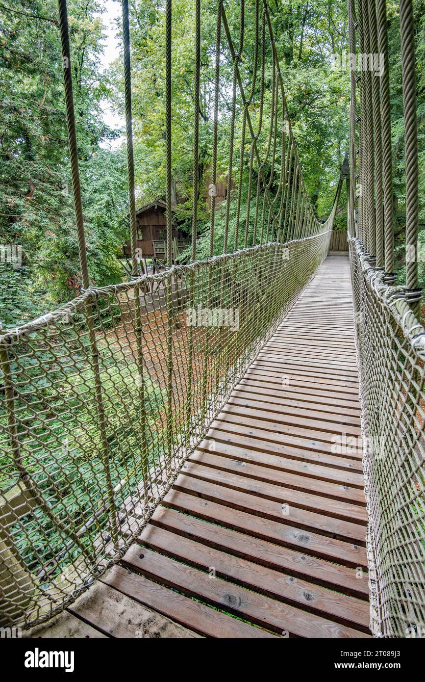 Rope suspension bridge at the Alnwick Garden Tree House in ...