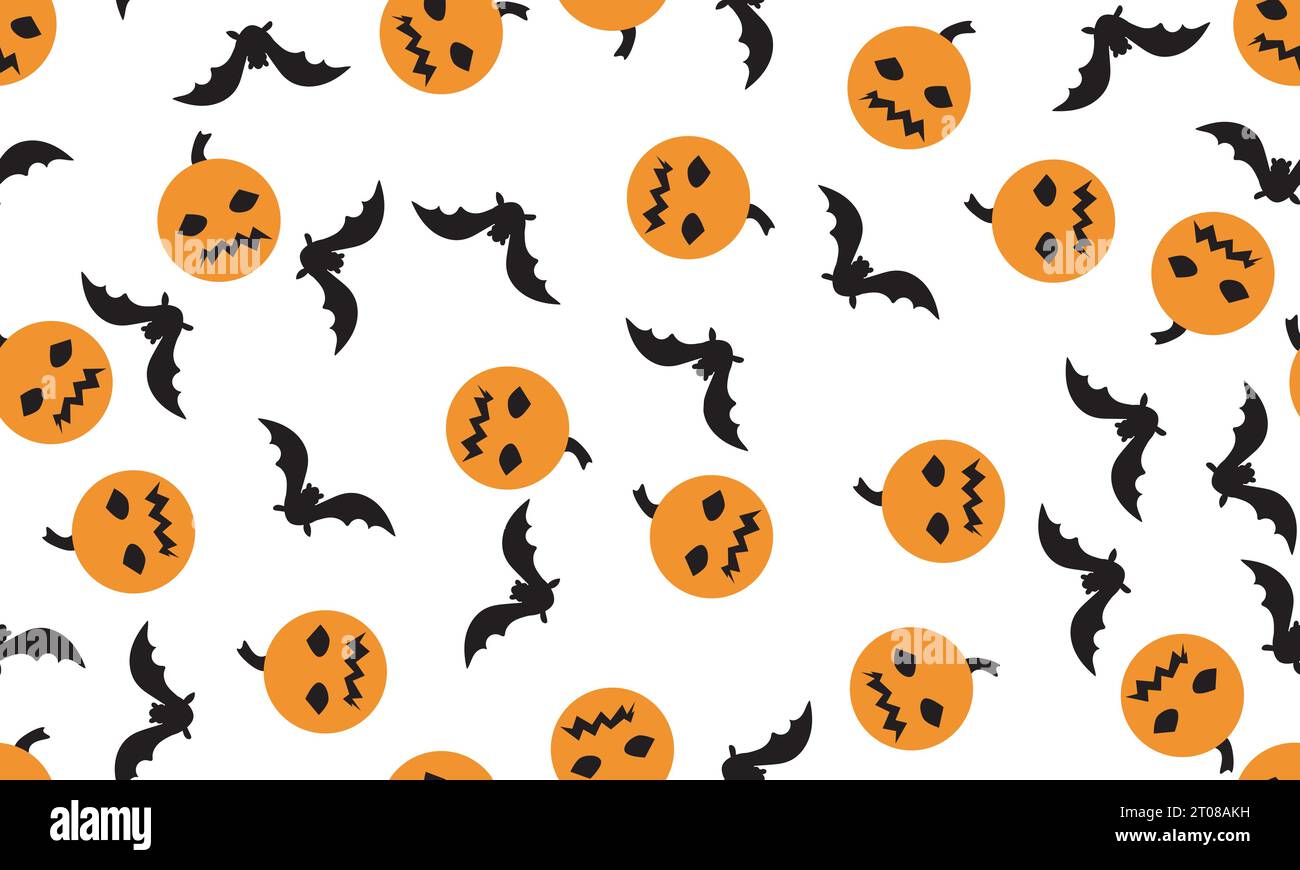 seamless halloween pumpkin and bats pattern with transparent background ...