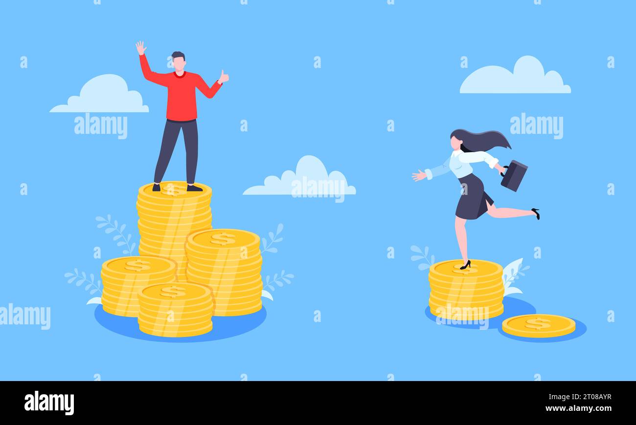 Salary And Gender Inequality Gap Between Women And Men Business Concept