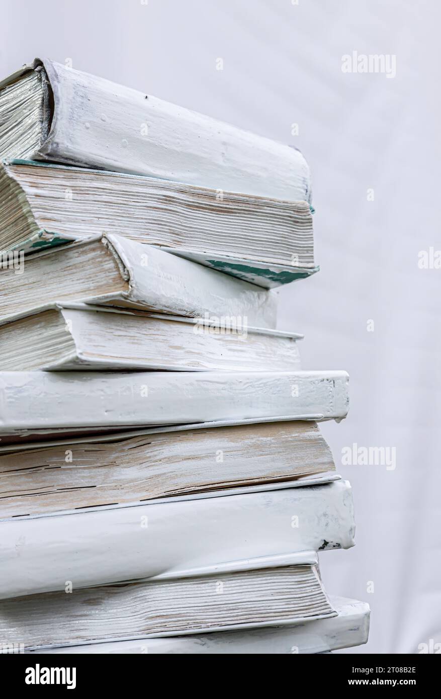 stack of stacked blank books on white background Stock Photo - Alamy