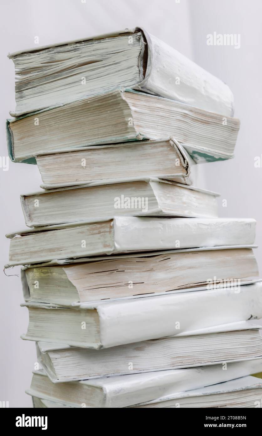 stack of stacked blank books on white background Stock Photo - Alamy