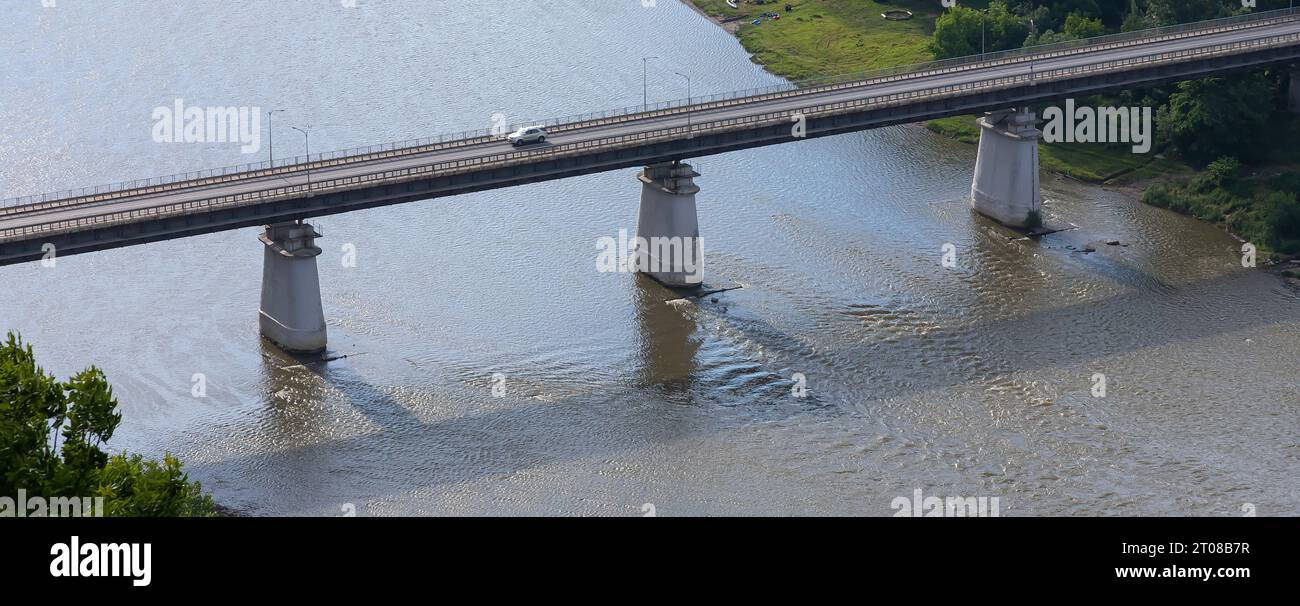 road bridge over the river top view water sky Stock Photo - Alamy