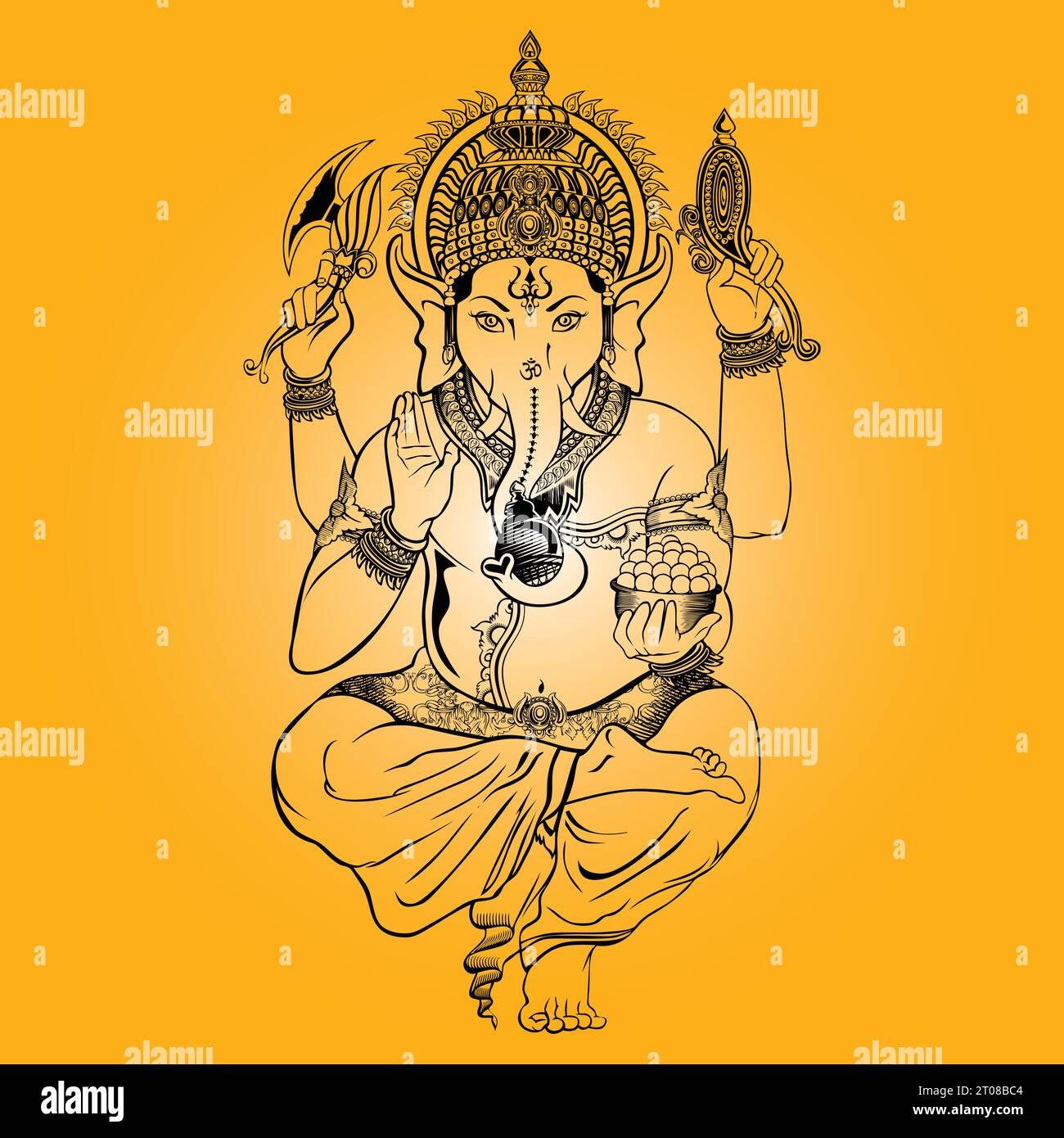Ganesh golden statue Stock Vector Images - Alamy