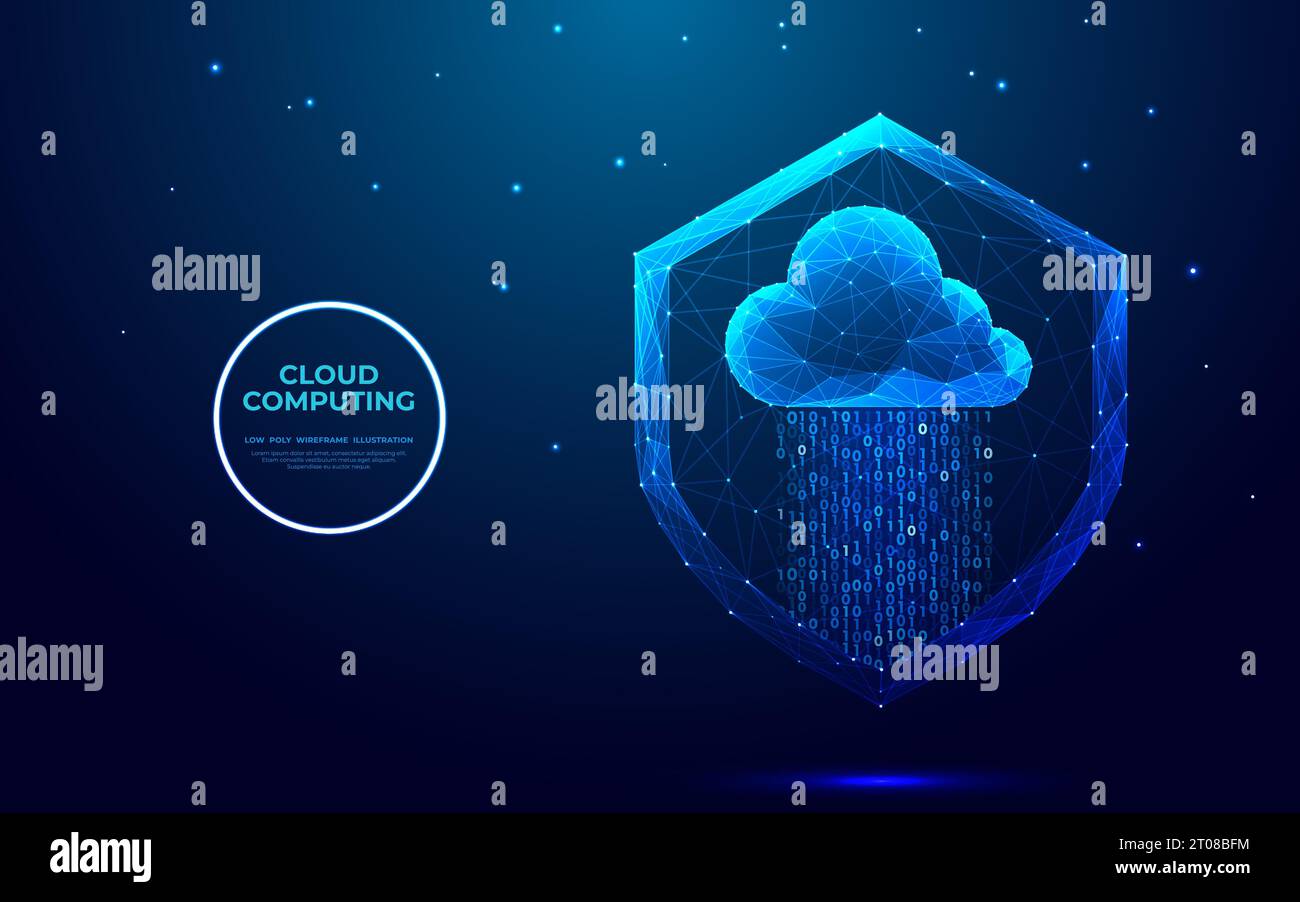 Security shield and glowing blue cloud with binary code Stock Vector ...