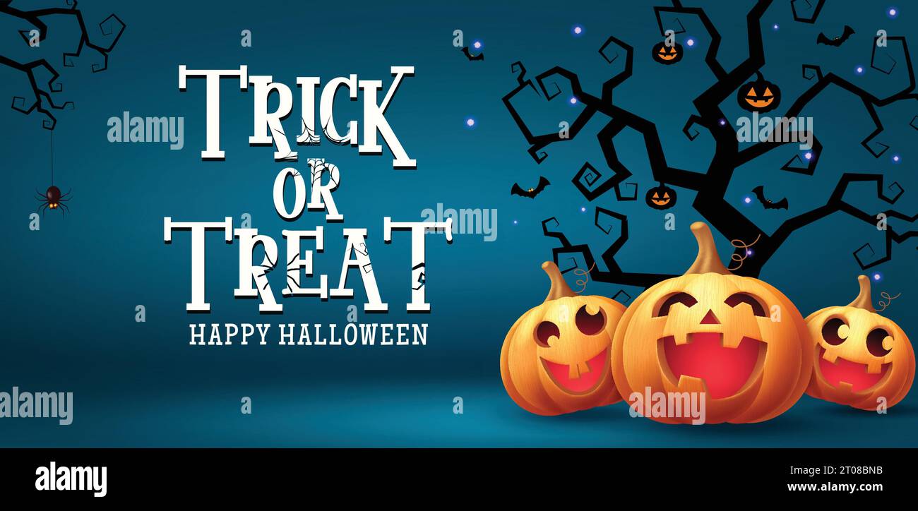Pumpkins trick treat card Stock Vector Images - Alamy