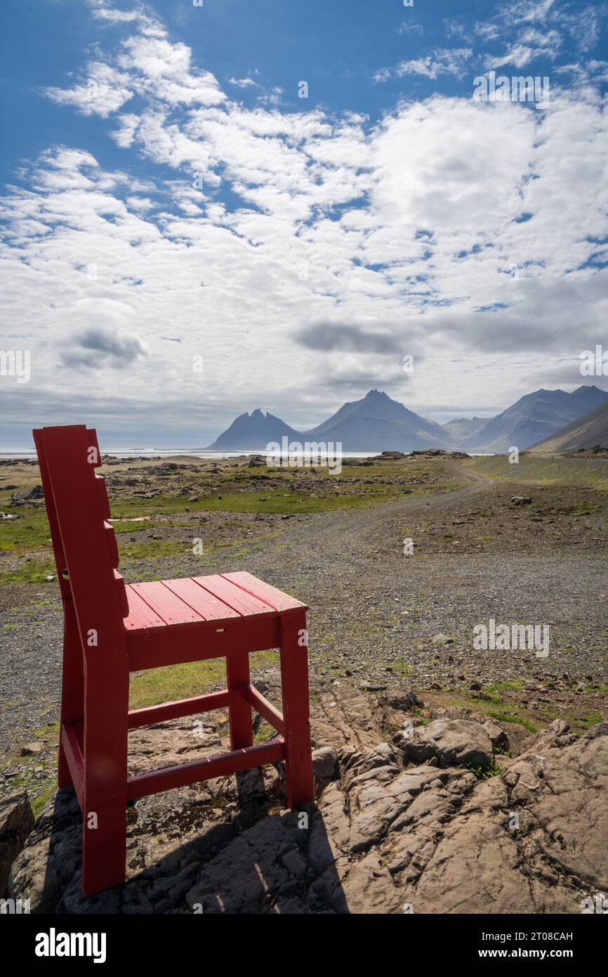 The Red Chair in Iceland on a Summer Day Stock Photo - Alamy