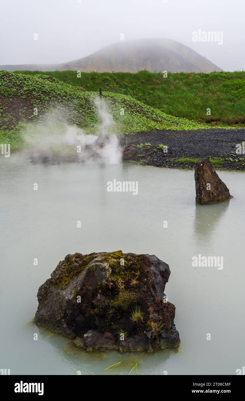 The Hveradalir Geothermal Area in Iceland on a Foggy Summer Day Stock ...