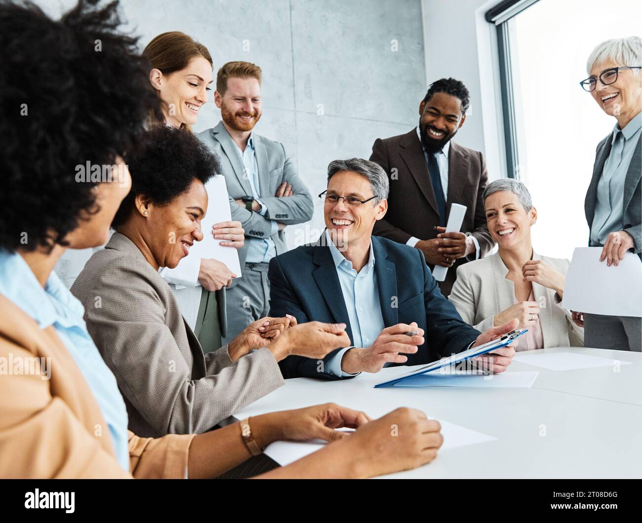 young business people meeting office teamwork group contract signing ...