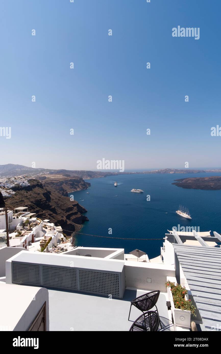 Apartment balcony in a white luxurious resort with great views of the ...
