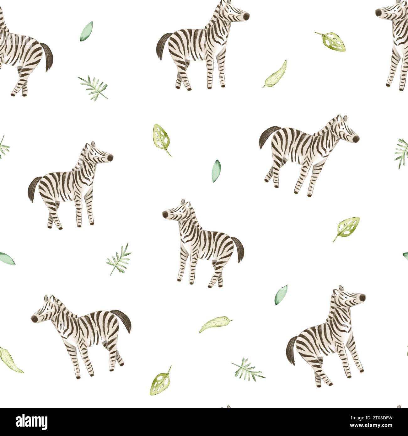 Watercolor minimalistic seamless baby pattern with cute wild zebra in ...