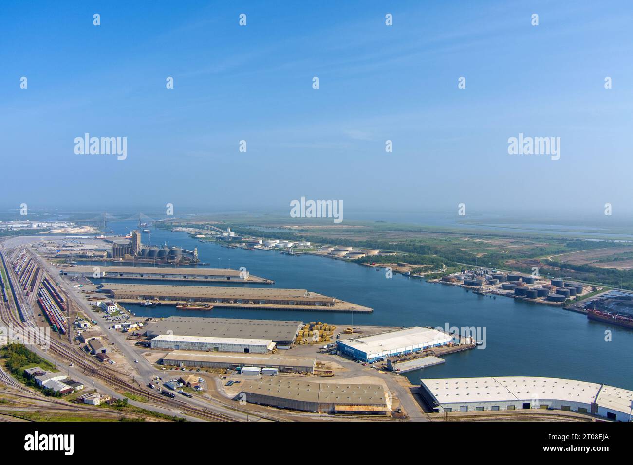 Aerial view of the Mobile River at Mobile, Alabama in October Stock ...