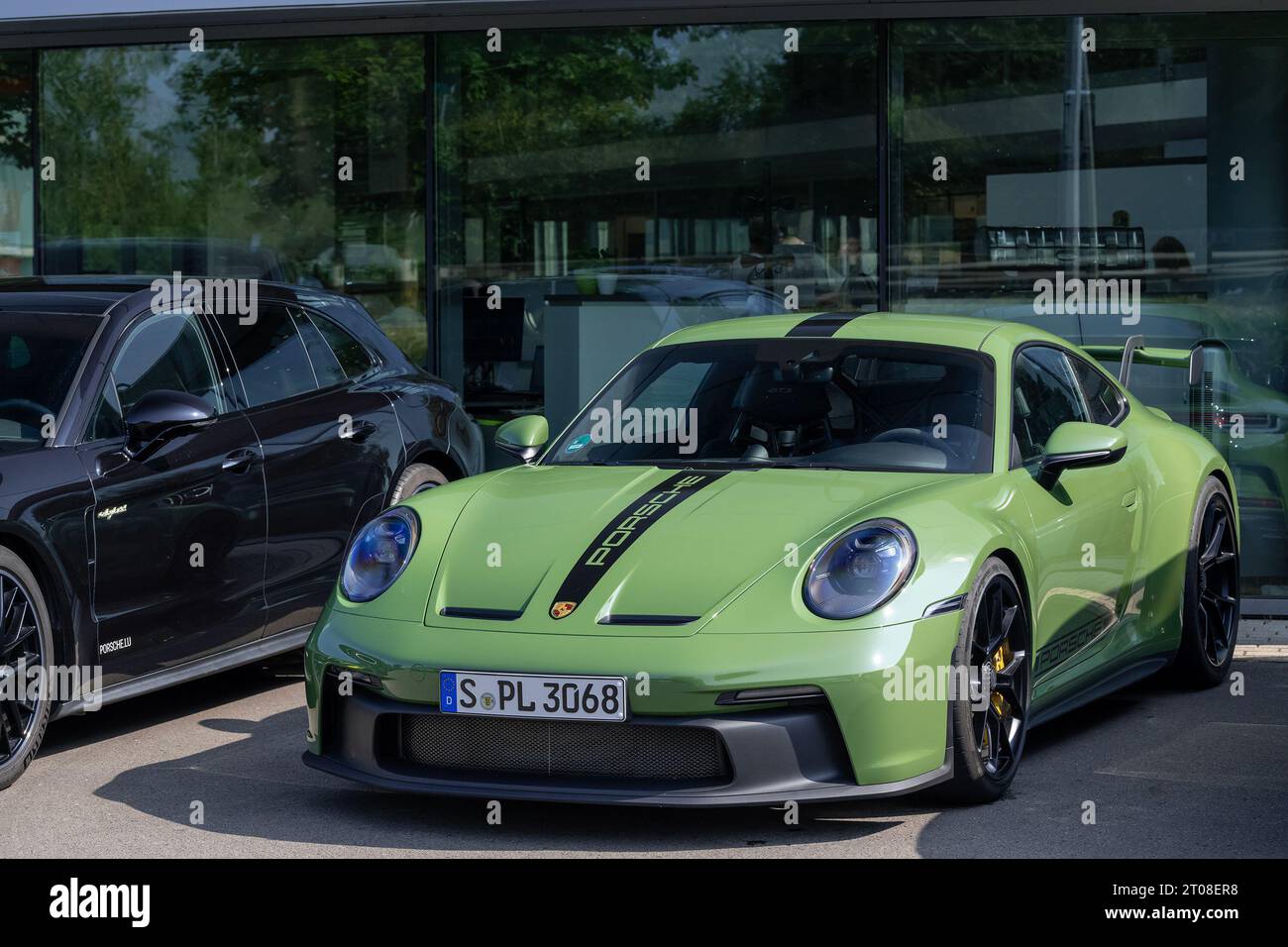 Green Porsche 992 GT3 parked in Luxembourg City Stock Photo - Alamy