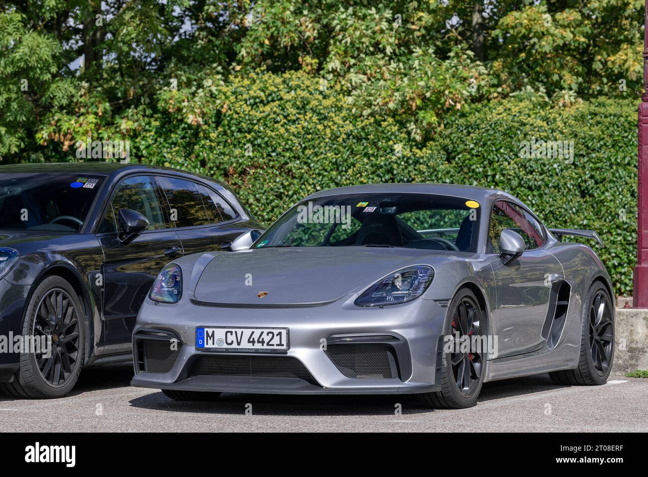 Grey Porsche 718 Cayman GT4 parked in Nancy Stock Photo - Alamy