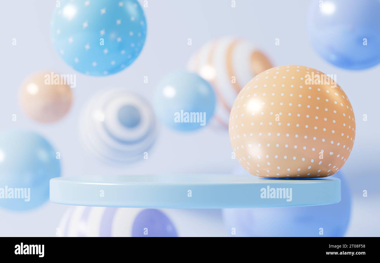 Cartoon colorful and bouncing spheres, 3d rendering. Digital drawing ...