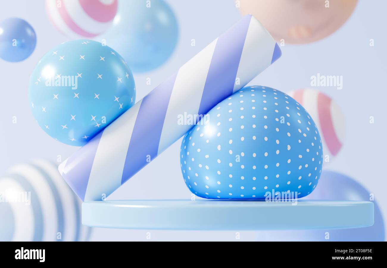 Cartoon colorful and bouncing spheres, 3d rendering. Digital drawing ...