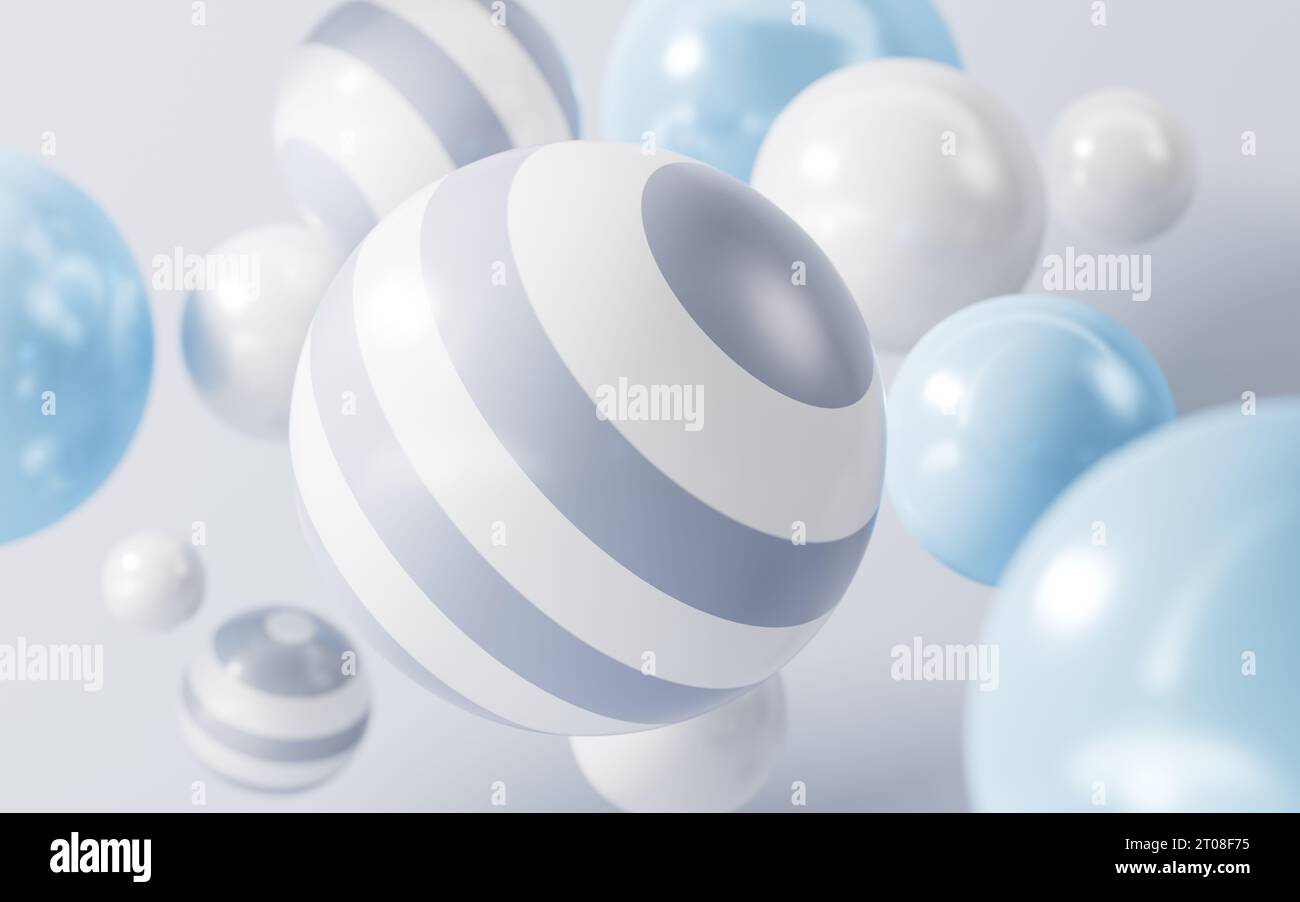 Cartoon colorful and bouncing spheres, 3d rendering. Digital drawing ...