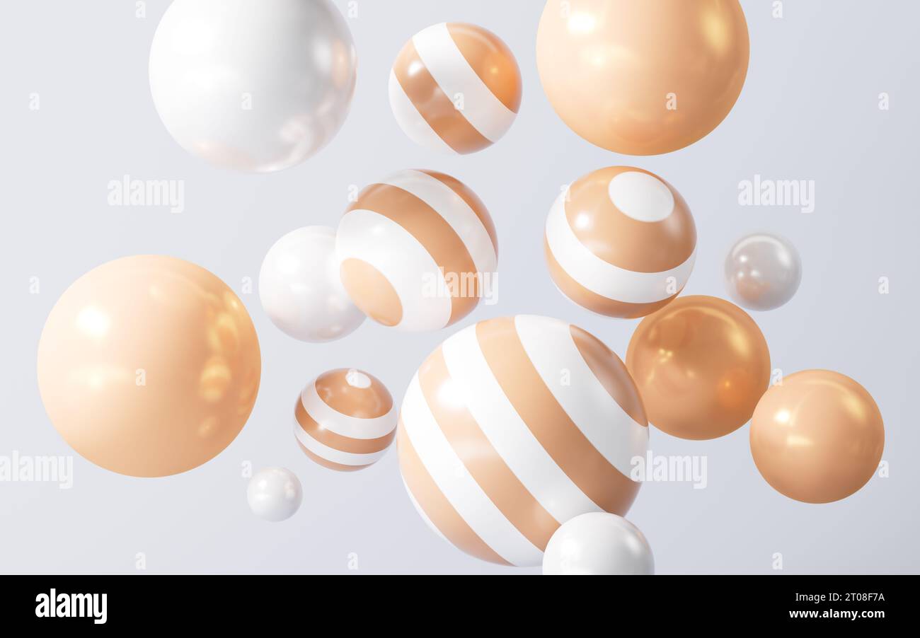 Cartoon colorful and bouncing spheres, 3d rendering. Digital drawing ...