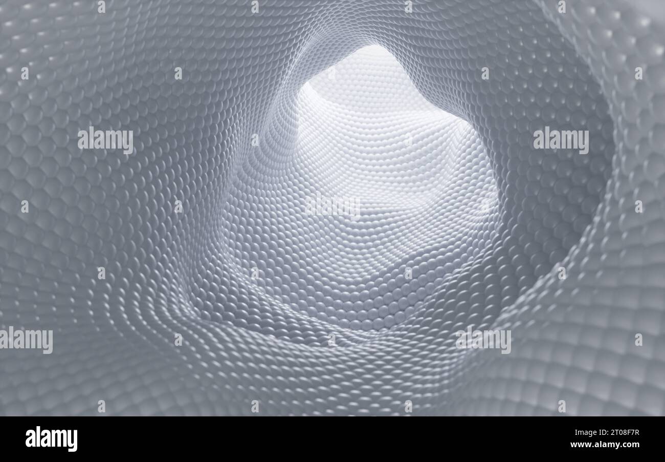 Abstract white tunnel, white wormhole, 3d rendering. Digital drawing ...
