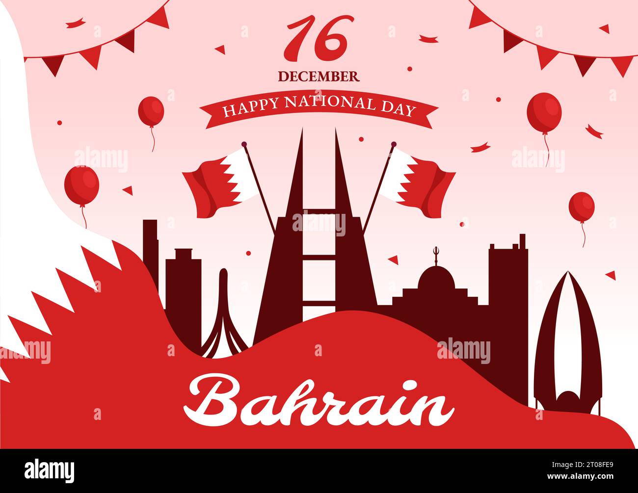 Bahrain National Day or Independence Vector Illustration on 16th of ...