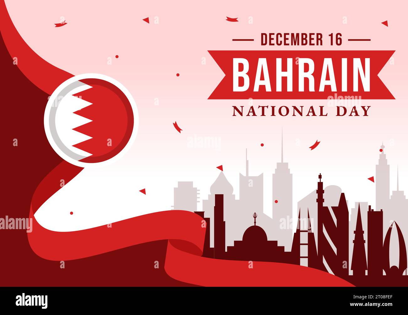 Bahrain National Day or Independence Vector Illustration on 16th of ...