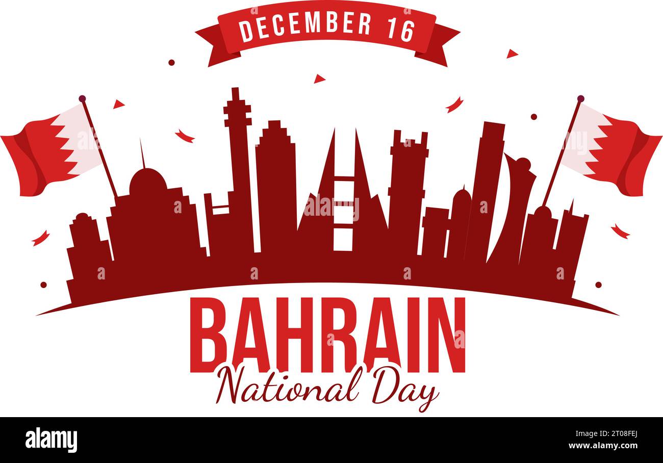 Bahrain National Day or Independence Vector Illustration on 16th of ...