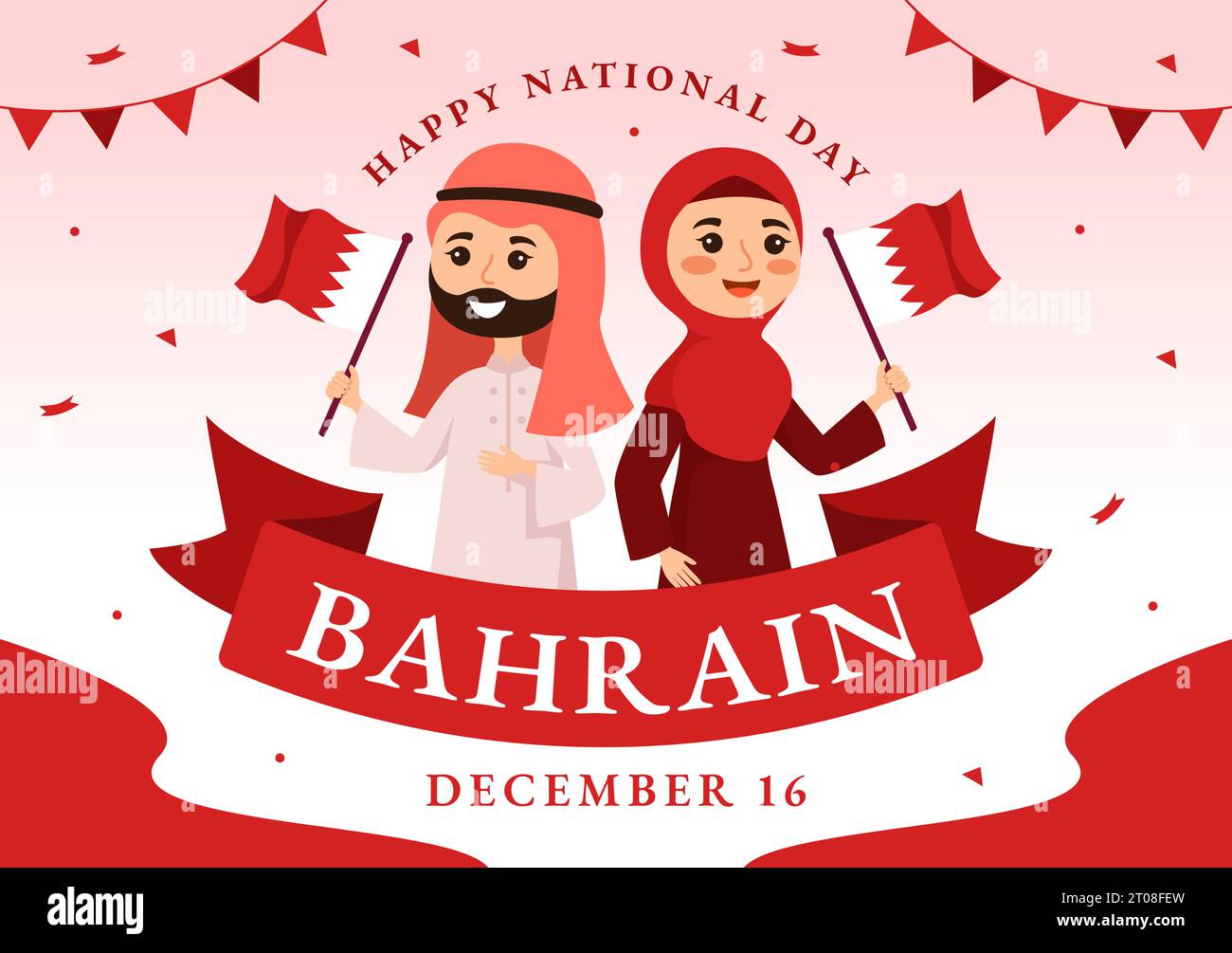Bahrain National Day or Independence Vector Illustration on 16th of ...