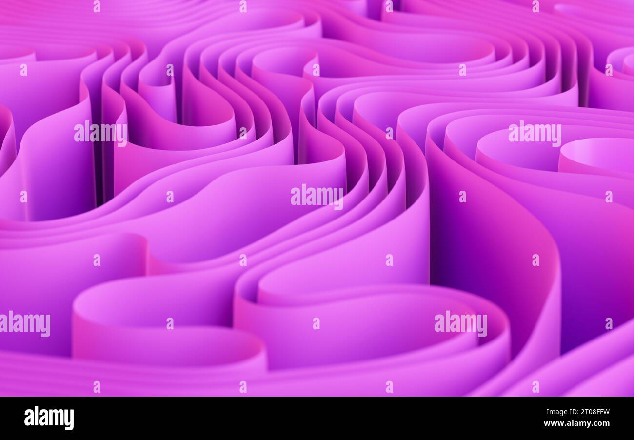 Abstract flowing curves, folded ribbons, fashion wallpaper with wavy ...