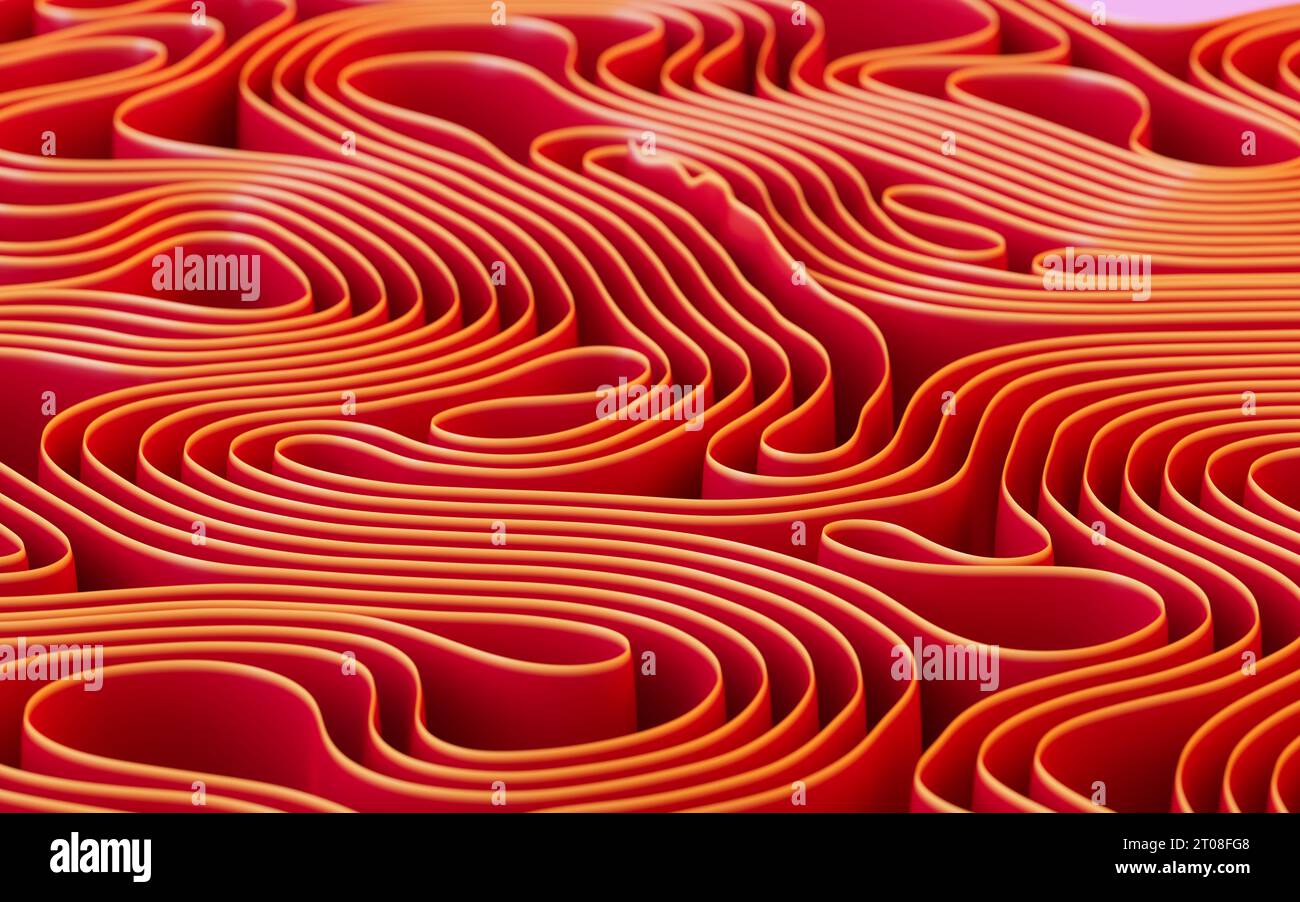 Abstract flowing curves, folded ribbons, fashion wallpaper with wavy ...