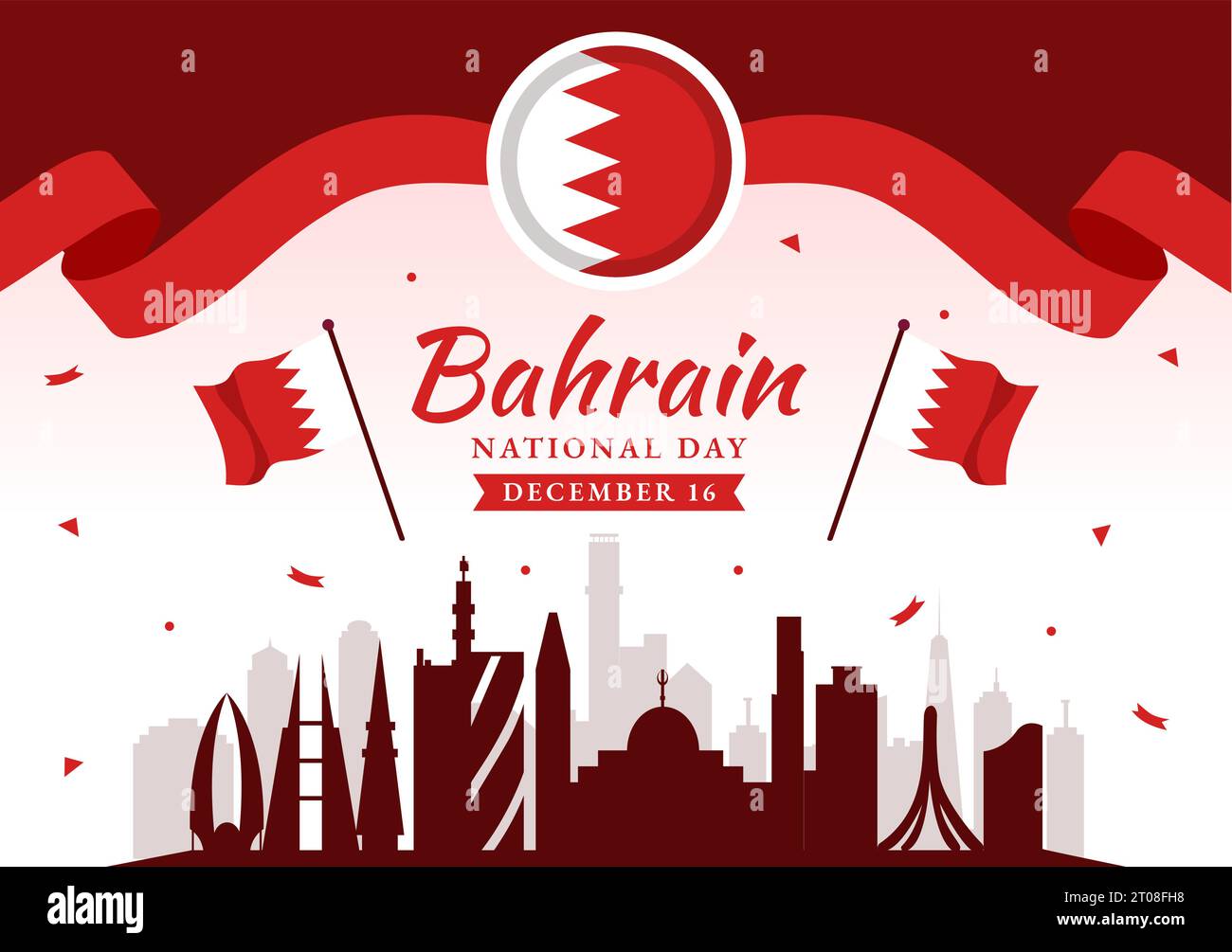 Bahrain National Day or Independence Vector Illustration on 16th of ...