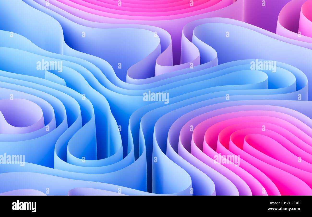 Abstract flowing curves, folded ribbons, fashion wallpaper with wavy ...