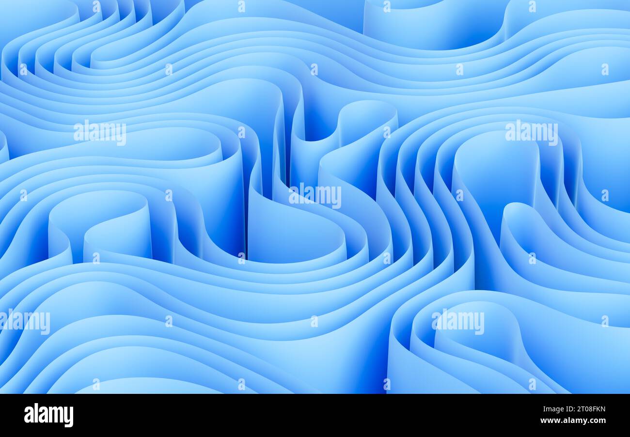 Abstract flowing curves, folded ribbons, fashion wallpaper with wavy ...