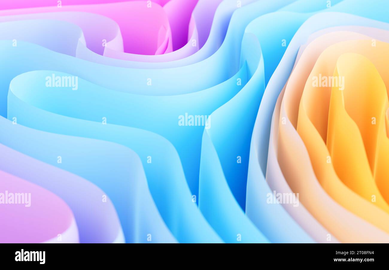 Abstract flowing curves, folded ribbons, fashion wallpaper with wavy ...