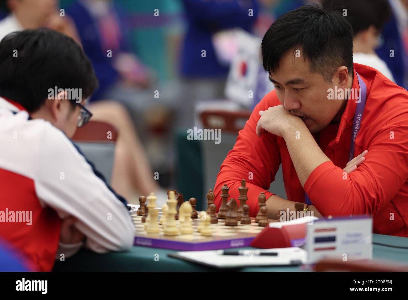 Hangzhou, China's Zhejiang Province. 5th Oct, 2023. Bu Xiangzhi (R) of ...