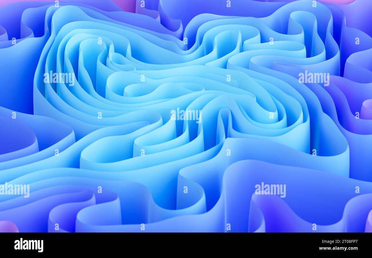 Abstract flowing curves, folded ribbons, fashion wallpaper with wavy ...