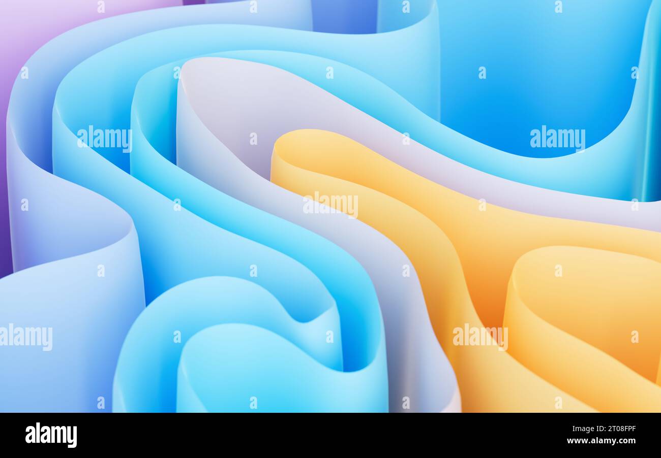 Abstract flowing curves, folded ribbons, fashion wallpaper with wavy ...