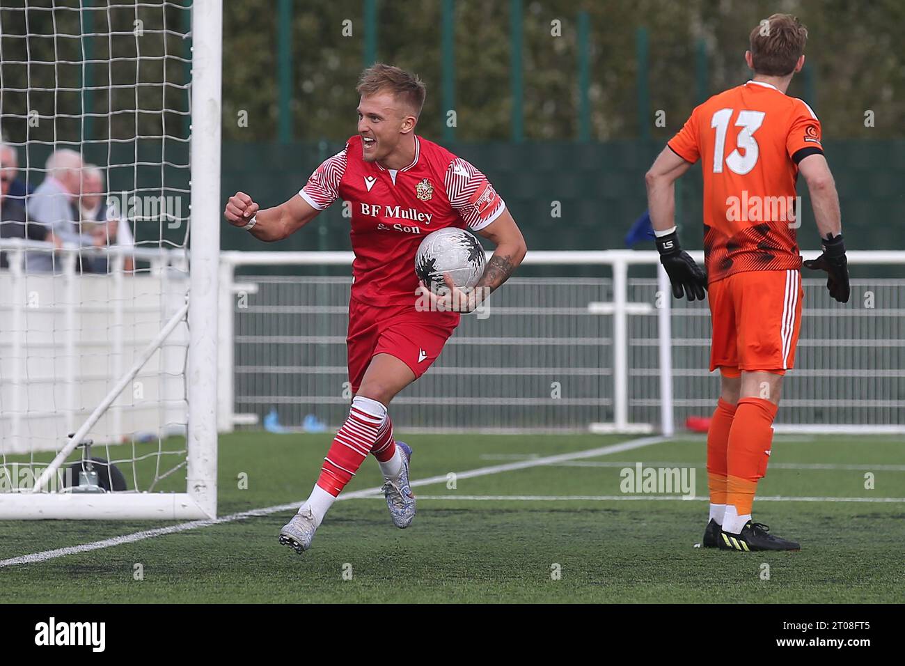 Liam Nash of Hornchurch scores the first goal for his team and ...